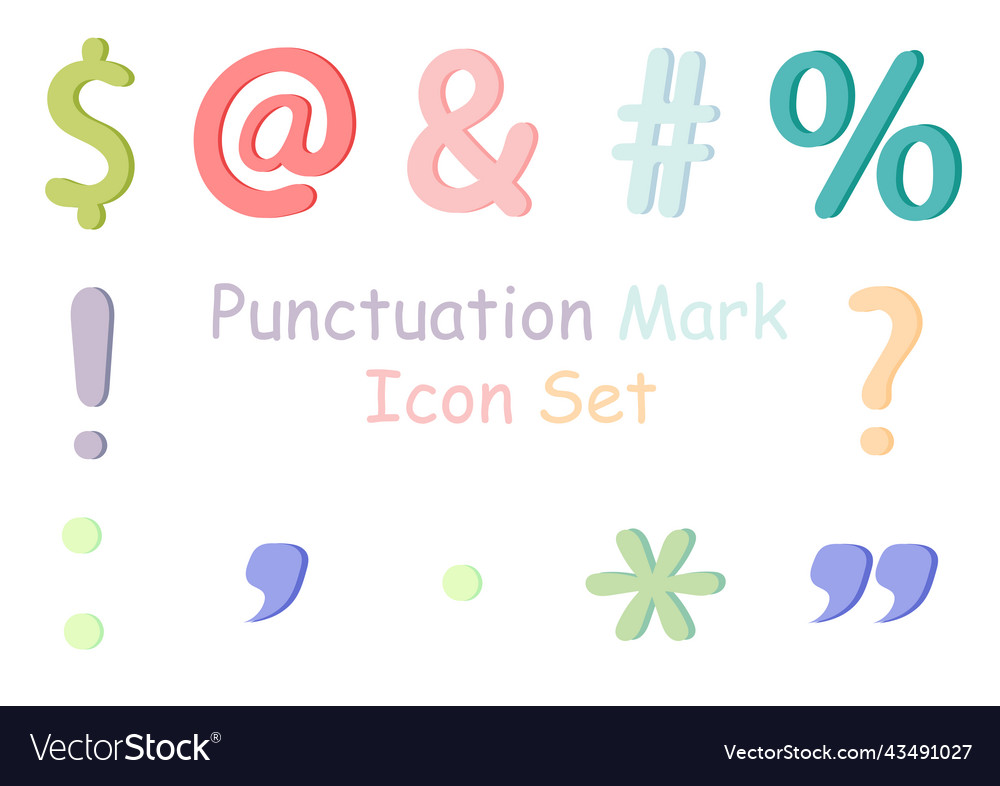 A collection of colorful punctuation marks Vector Image