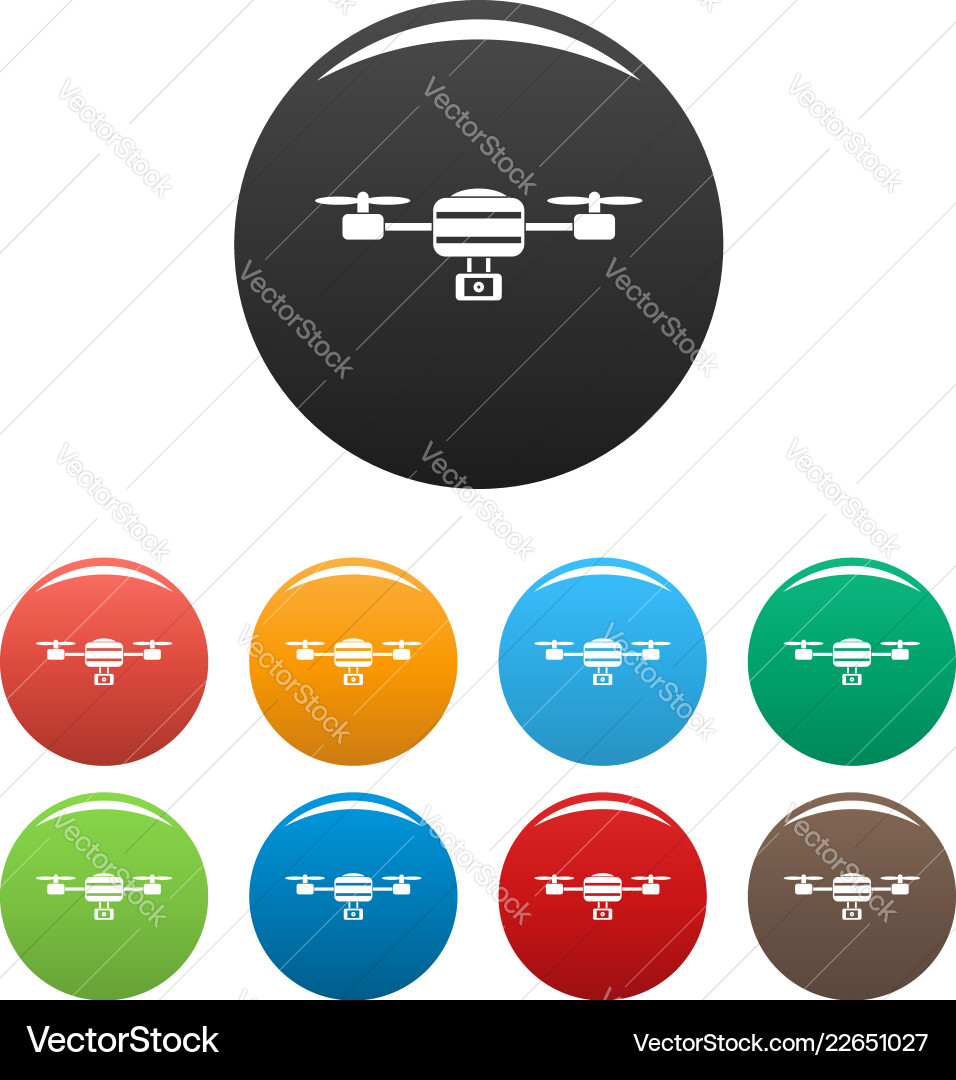 Aircraft drone icons set color Royalty Free Vector Image