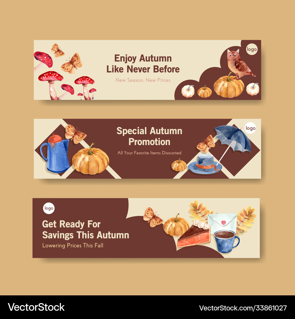 Banner template with autumn daily concept design Vector Image