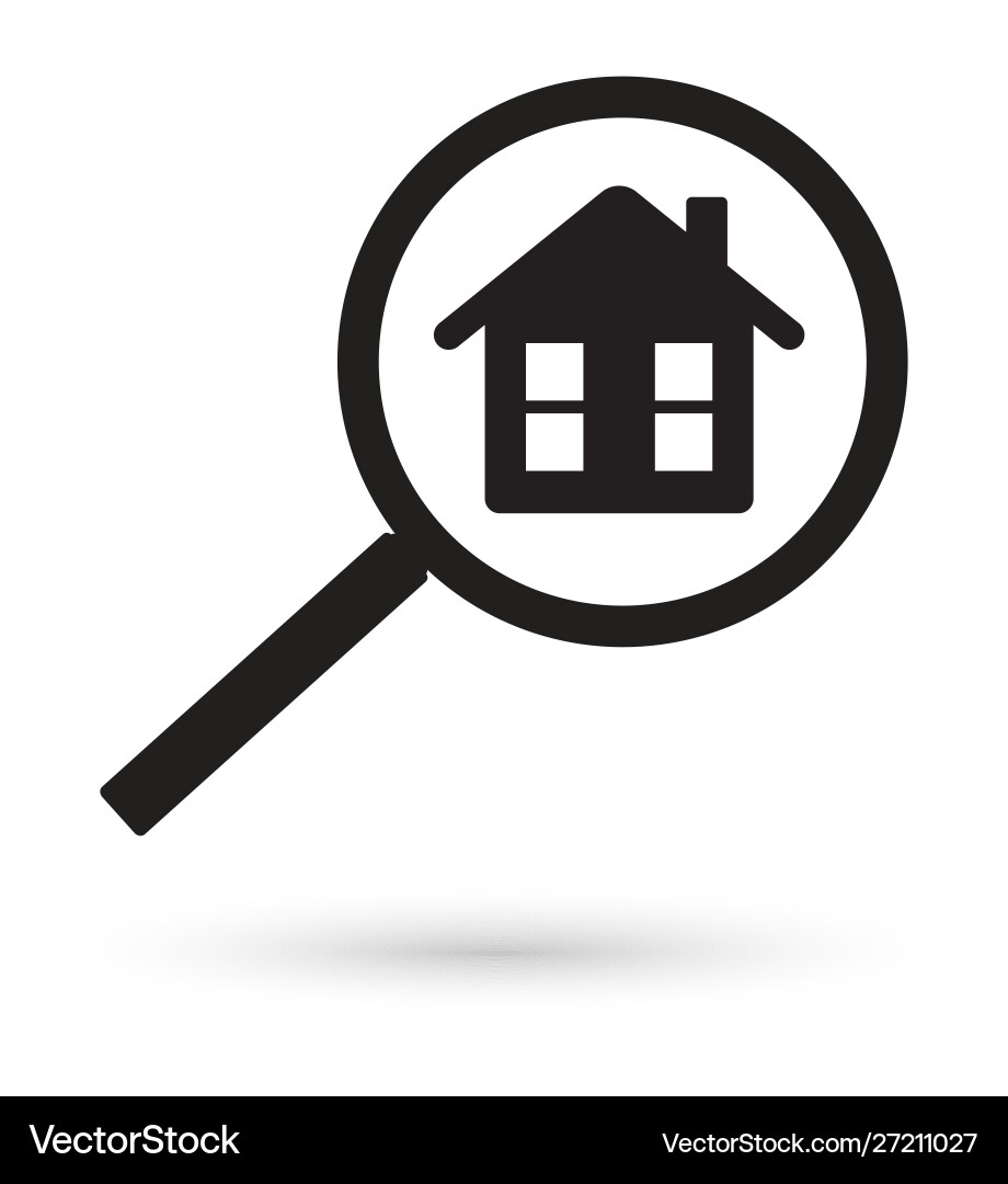 Black magnifying glass finding house Royalty Free Vector