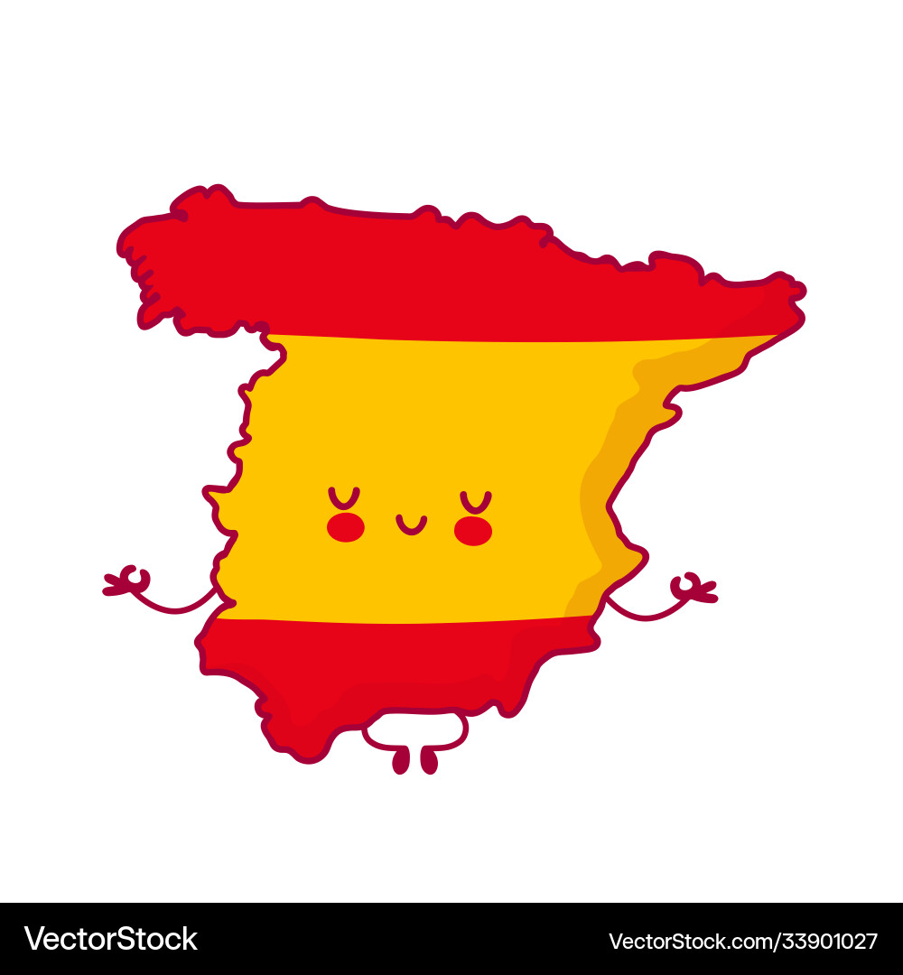 Cute happy funny spain map and flag Royalty Free Vector