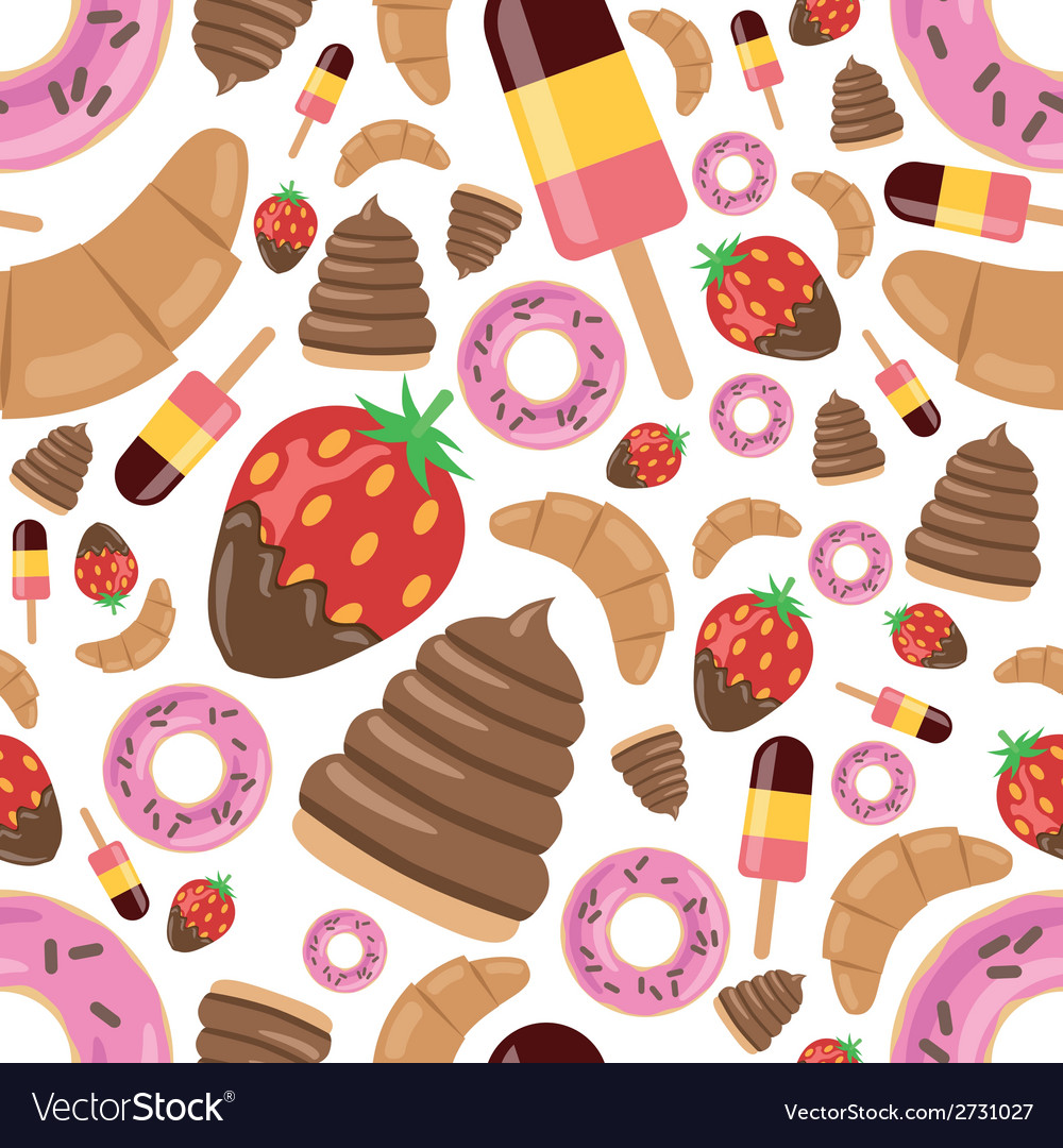 Desserts seamless pattern Royalty Free Vector Image