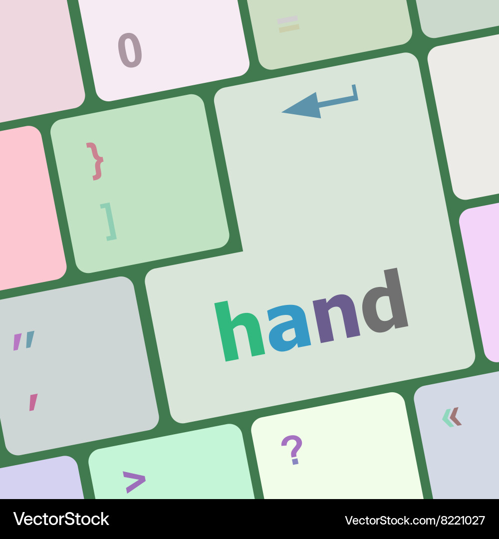 Hand word on button of keyboard key Royalty Free Vector