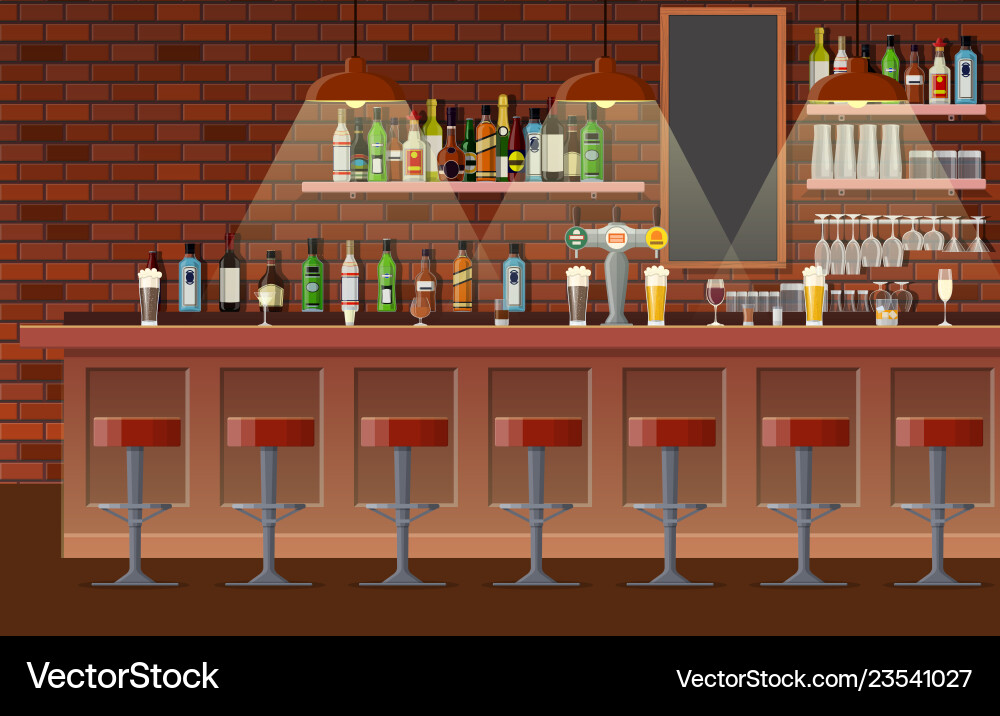 Interior of pub cafe or bar Royalty Free Vector Image
