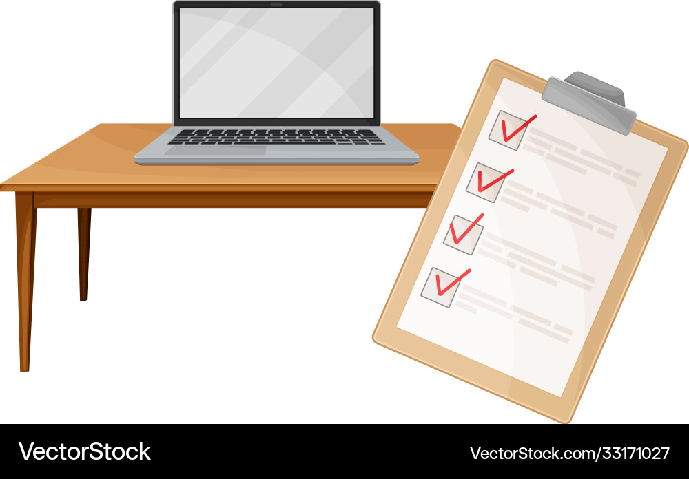 Laptop and order list checkup as shopping Vector Image