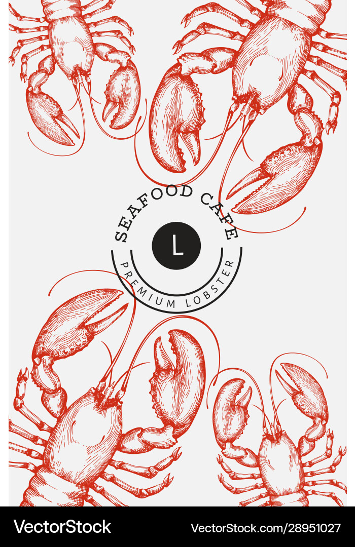Lobster banner template hand drawn seafood Vector Image