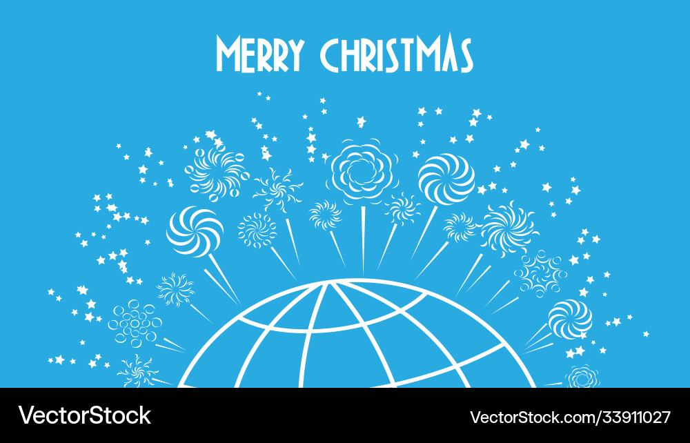 Merry christmas greetings on a blue cold Vector Image
