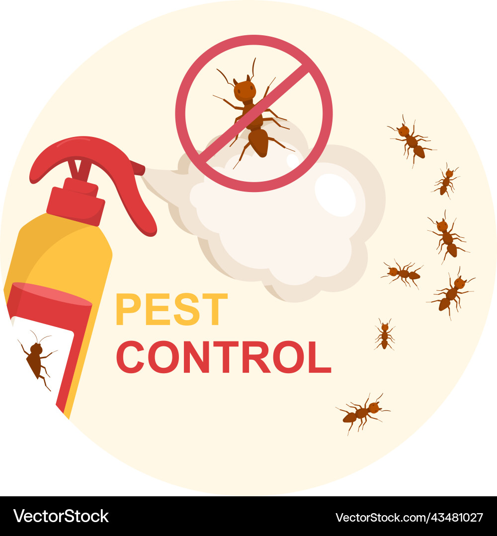Pest control service with exterminator of insects Vector Image