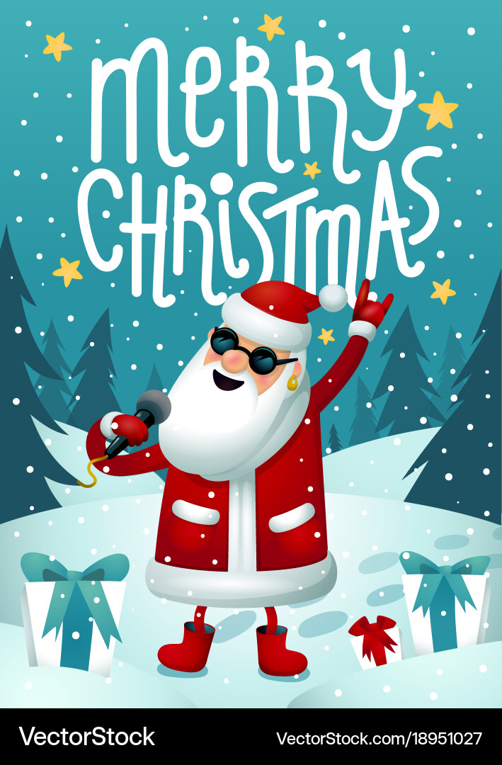Rock santa singing claus - star Royalty Free Vector Image