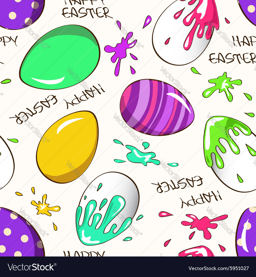Seamless pattern funny easter eggs Royalty Free Vector Image