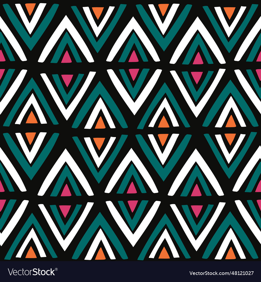 Seamless tribal pattern with hand drawn triangles Vector Image Seamless tribal pattern with hand drawn triangles Vector Image