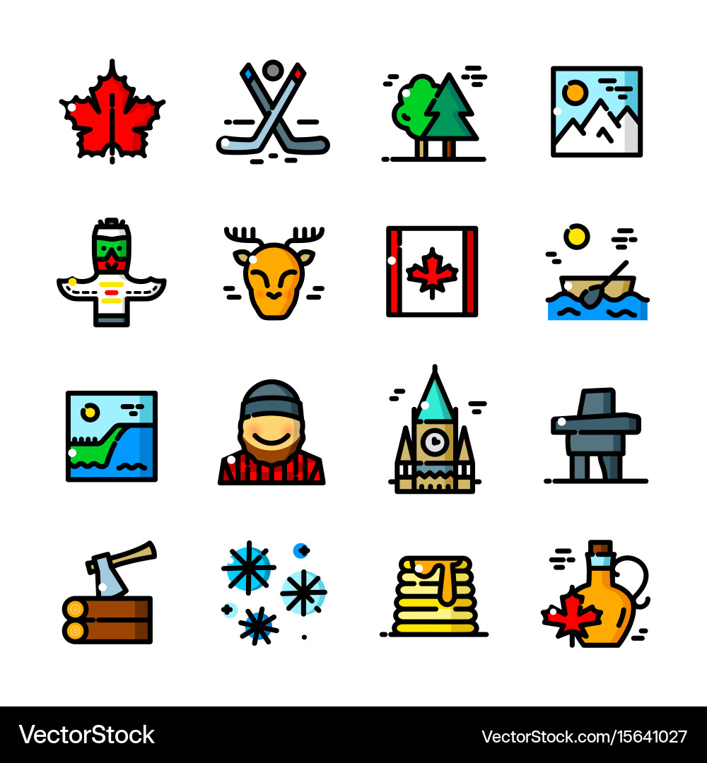 Thin line canada icons set Royalty Free Vector Image