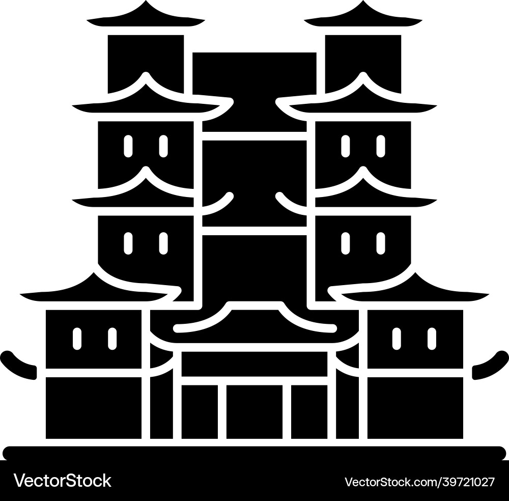 Tooth relic temple black glyph icon Royalty Free Vector