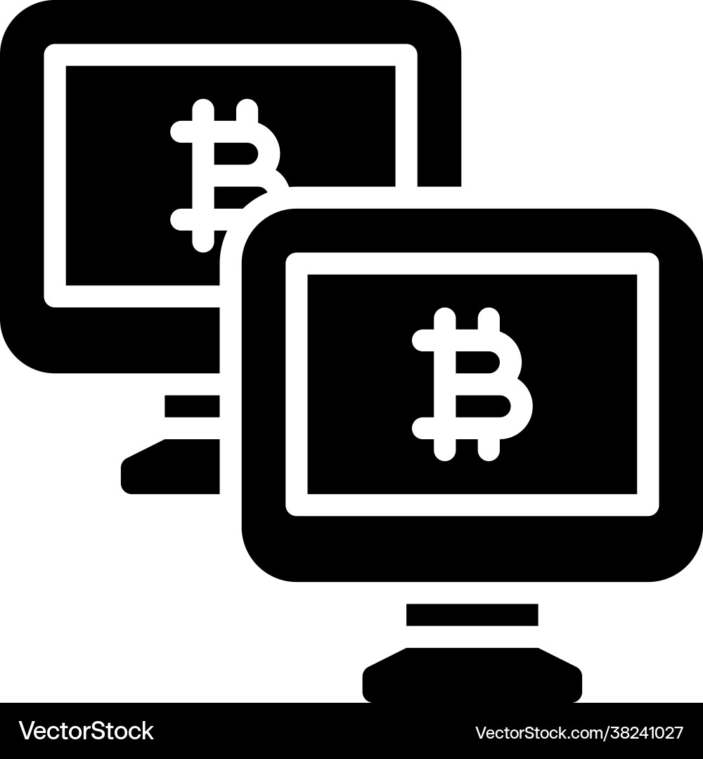 Two monitor icon cryptocurrency related Royalty Free Vector