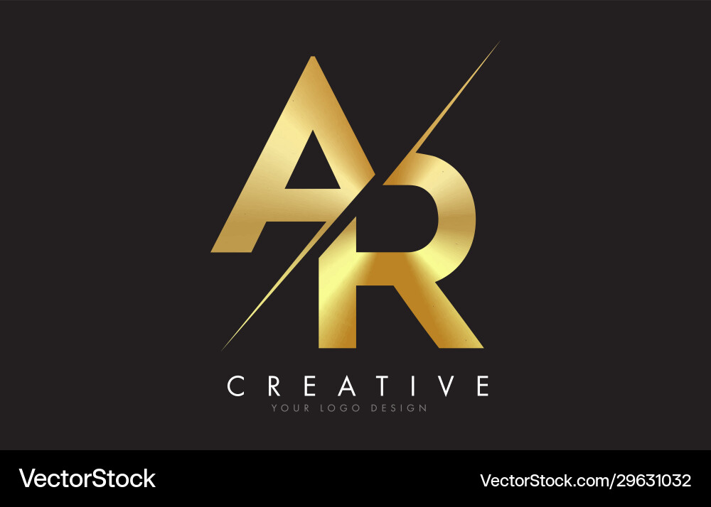 Ar a r golden letter logo design with creative Vector Image