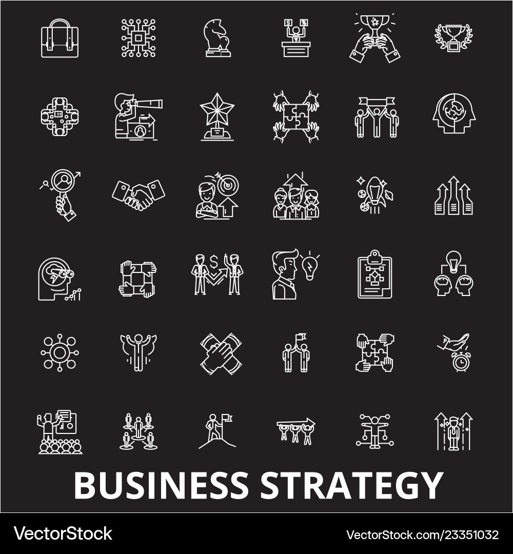 Business strategy editable line icons set Vector Image