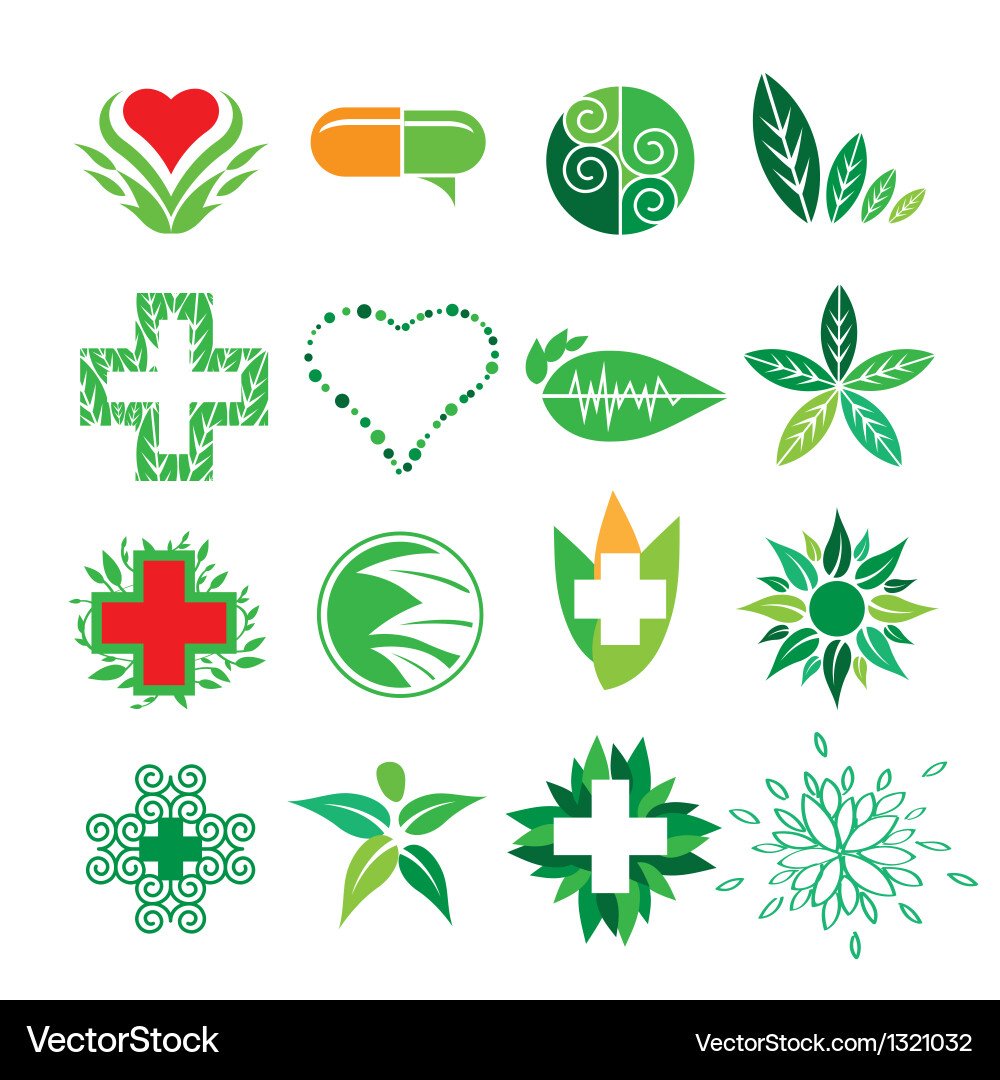 Collection logos medicine and pharmac Royalty Free Vector