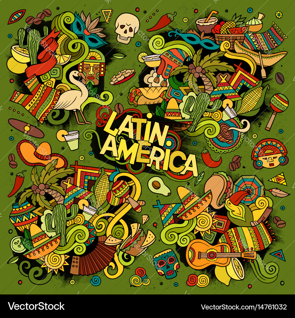 Colorful hand drawn doodle latin american Vector Image