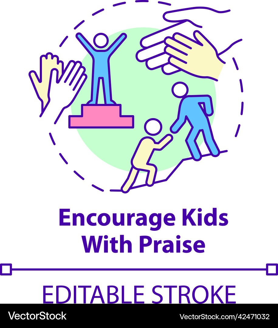 Encourage kids with praise concept icon Royalty Free Vector
