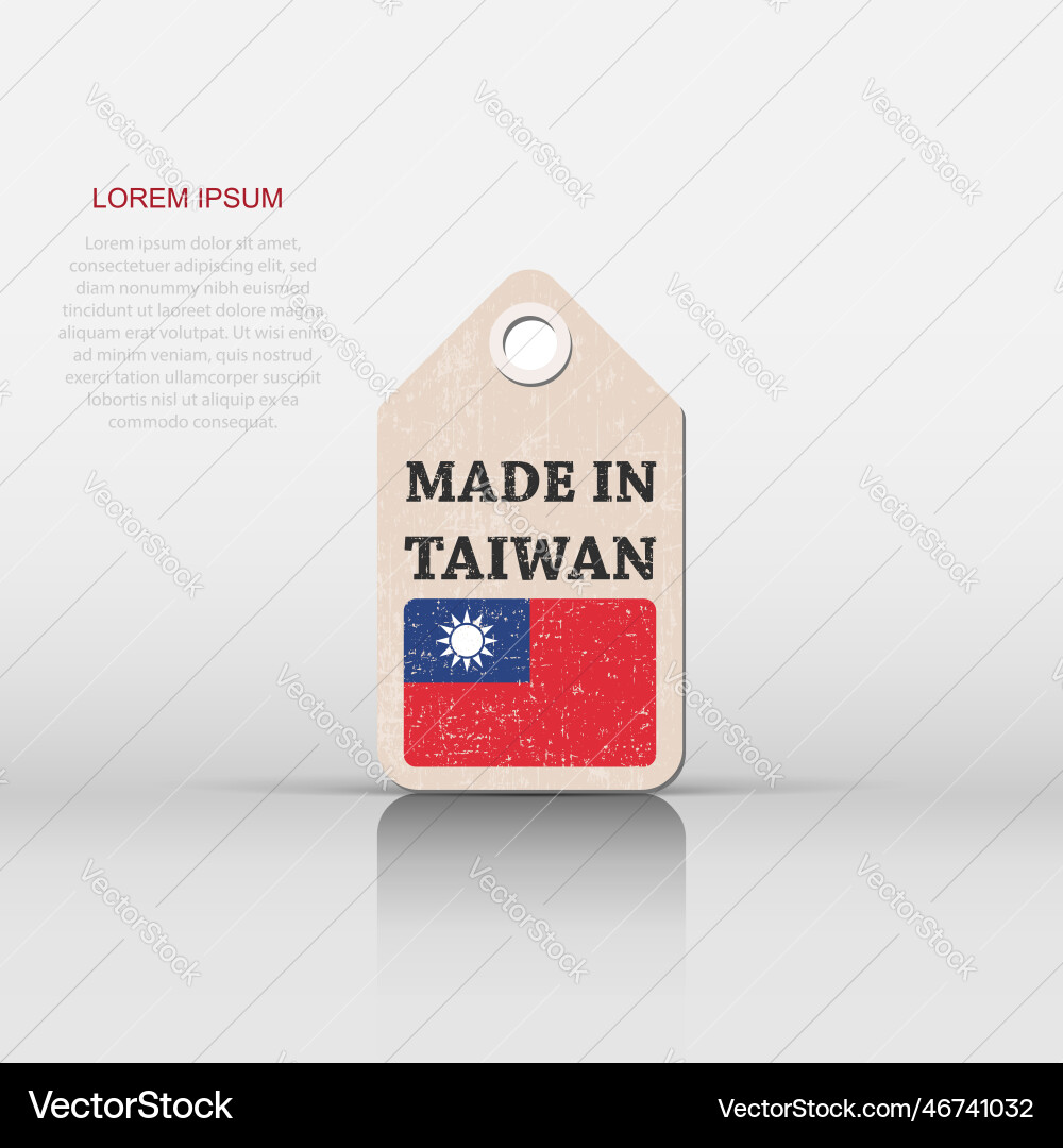 Hang tag made in taiwan with flag Royalty Free Vector Image