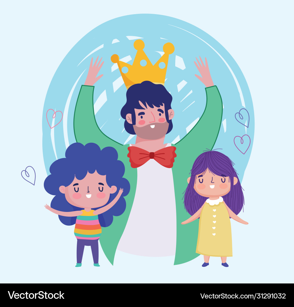 Happy fathers day celebrating dad with crown Vector Image