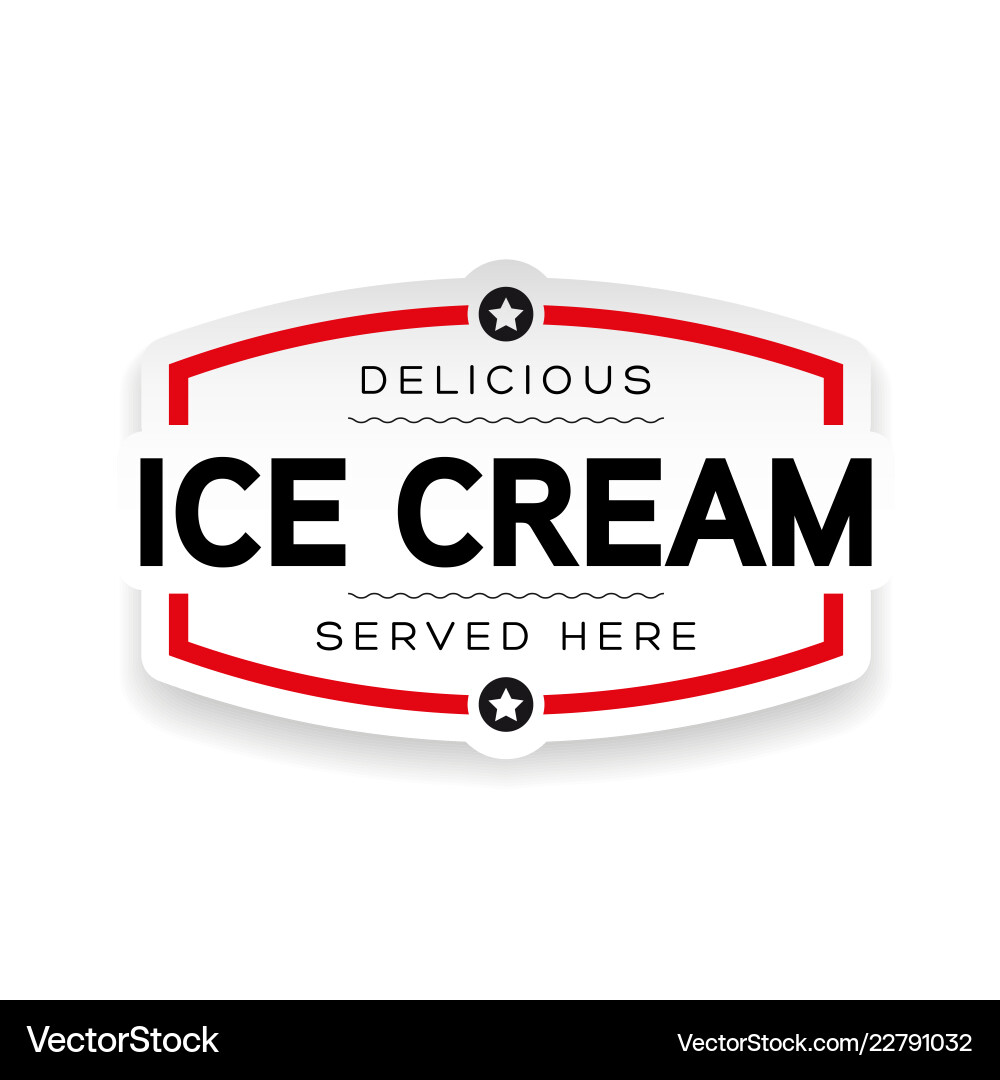 Ice cream label sign vintage Royalty Free Vector Image
