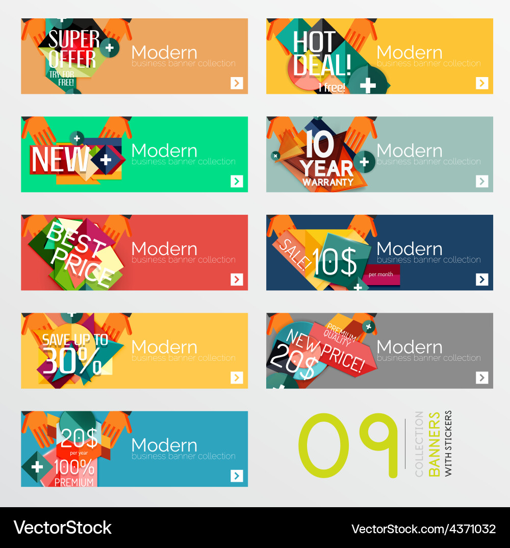 Set of banners with stickers labels and elements Vector Image