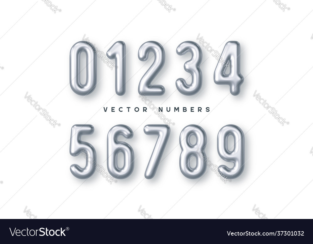 Silver numbers set Royalty Free Vector Image - VectorStock