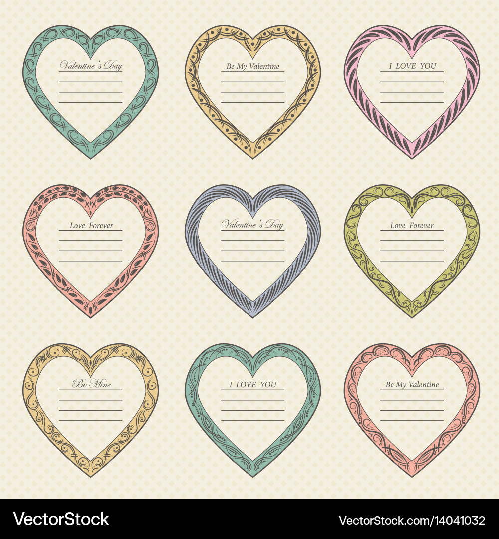 Valentine s day vintage frames on background Vector Image