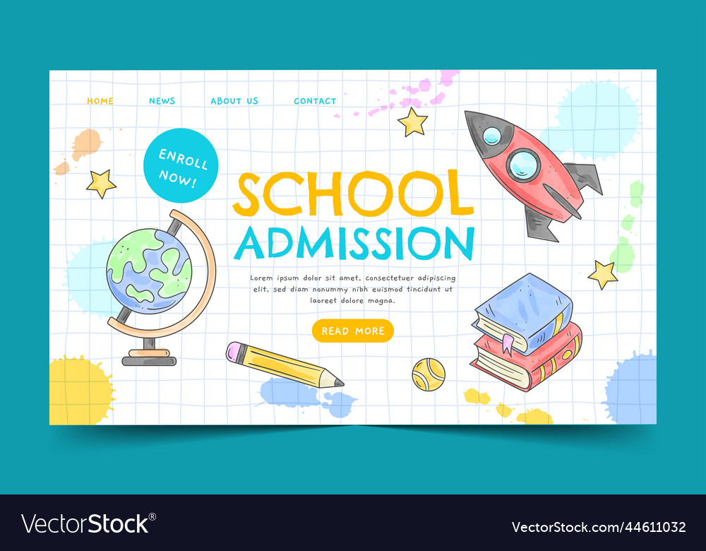 Watercolor back school landing page template Vector Image