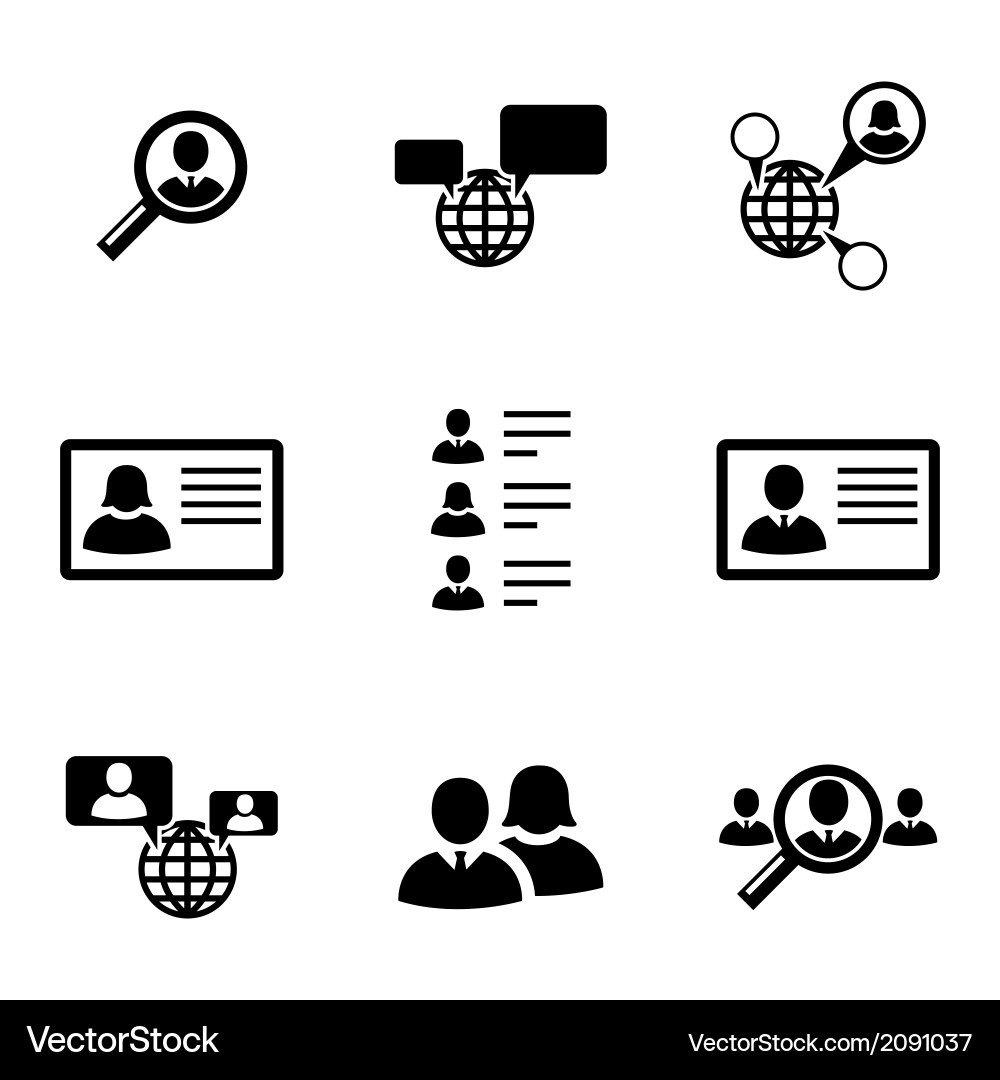 Black people search icons set Royalty Free Vector Image