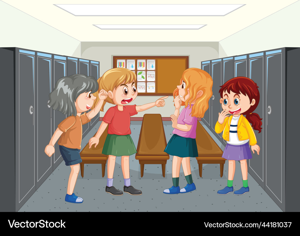 Bullying kids school scene Royalty Free Vector Image