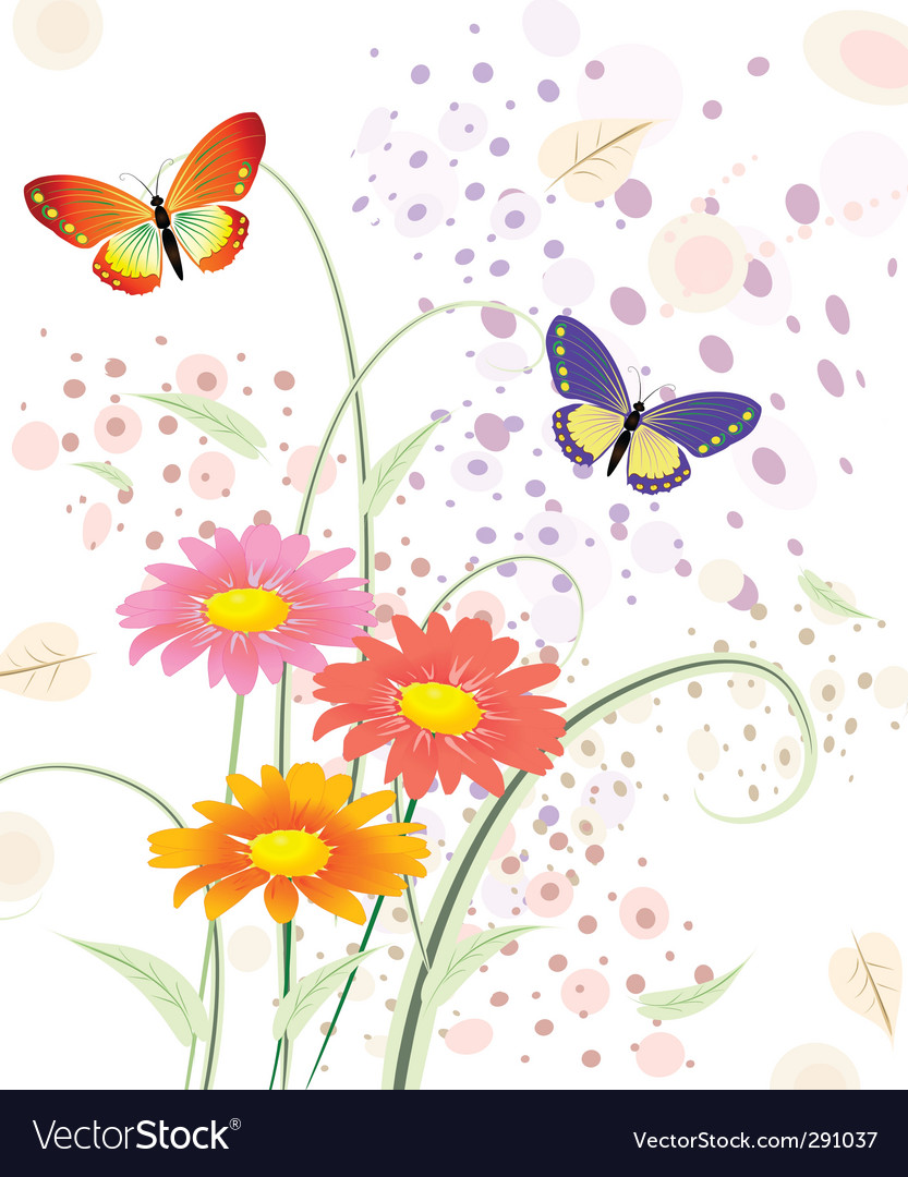 Butterfly on flowers Royalty Free Vector Image