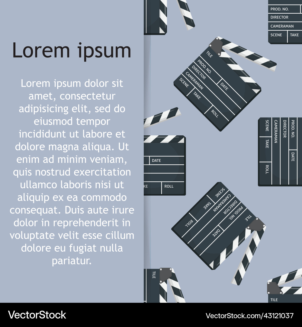 Cinema or movie clapper pattern for your design Vector Image