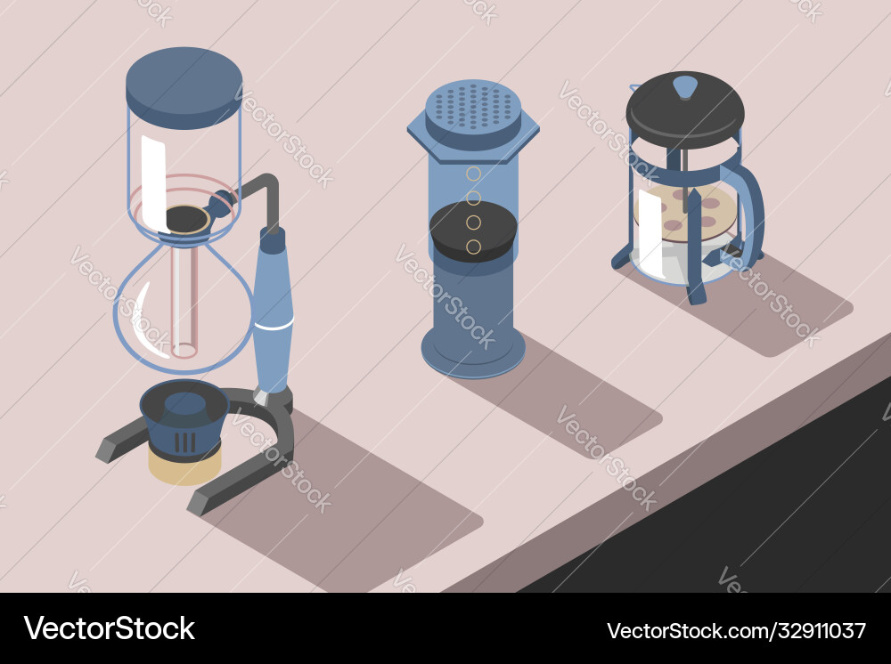 Coffee brewing equipment slow bar set vol2 Vector Image
