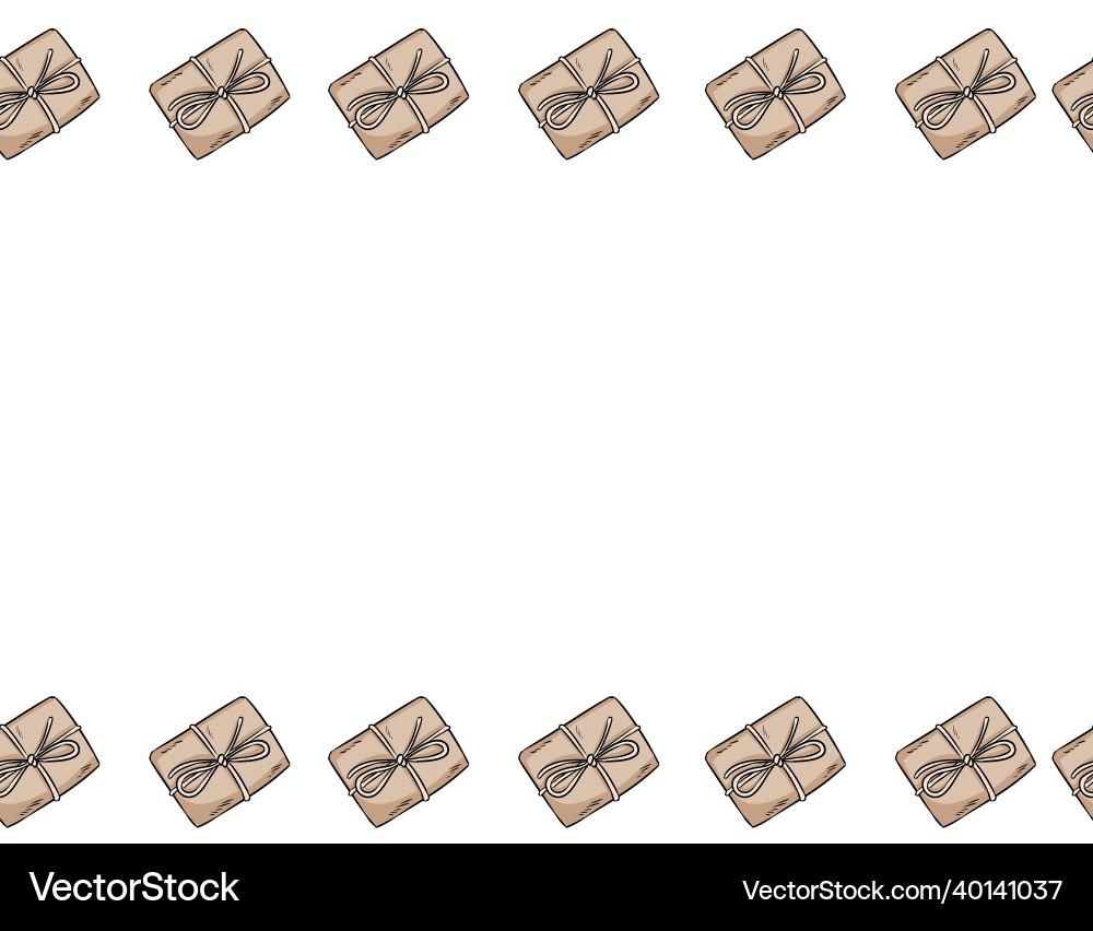 Craft boxes hand drawn outline doodles seamless Vector Image