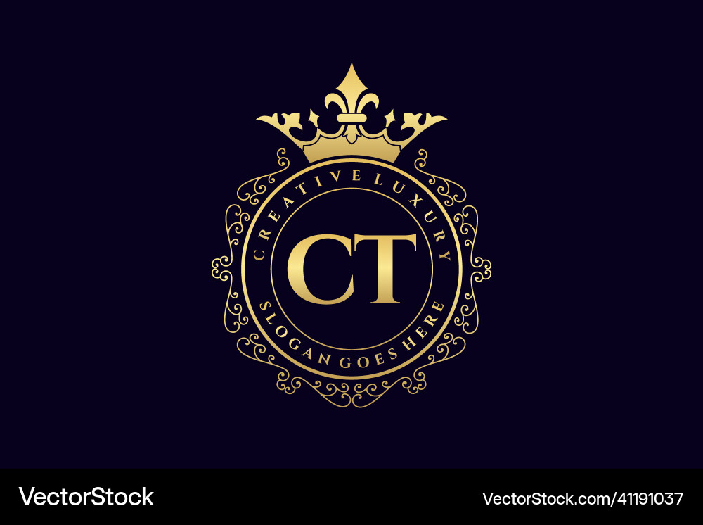 Ct initial letter luxury calligraphic feminine Vector Image
