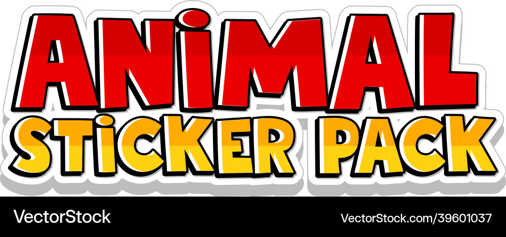Font design with animal sticker pack word Vector Image