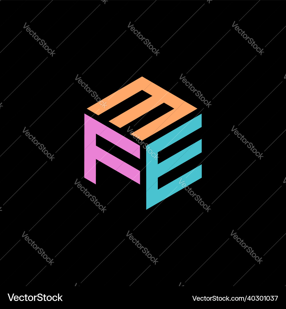 Hexagon logo with the letters mfe design Vector Image