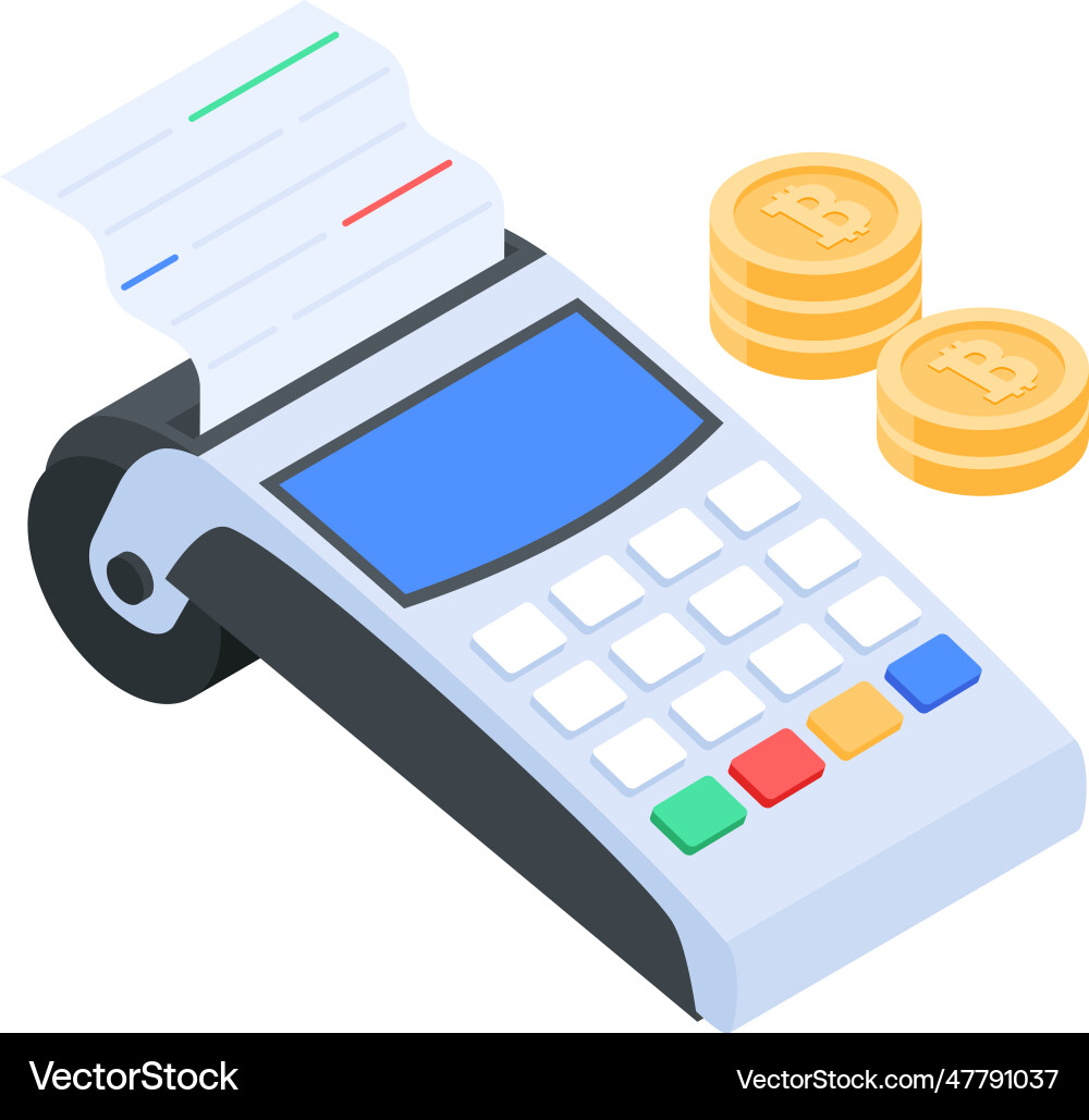 Isometric icon of bitcoin payment Royalty Free Vector Image