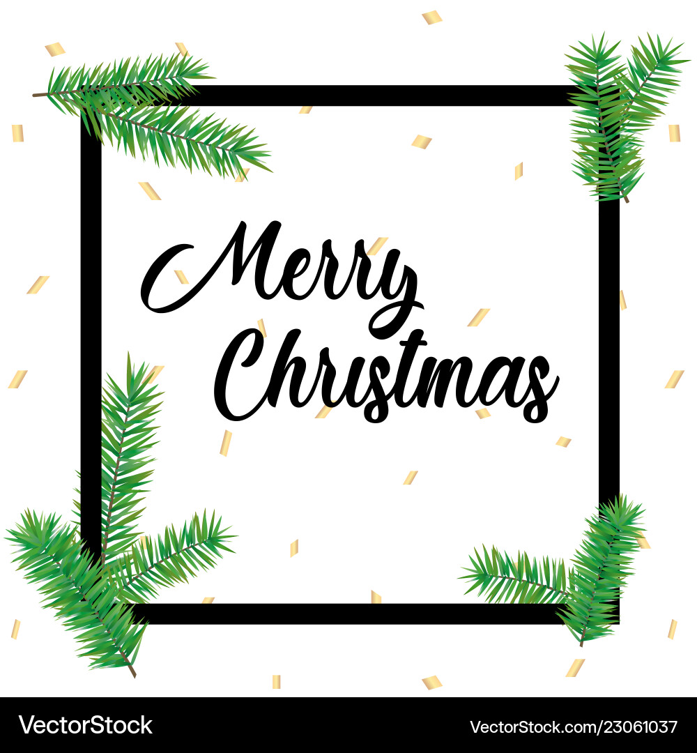 Merry christmas greeting card in square frames Vector Image