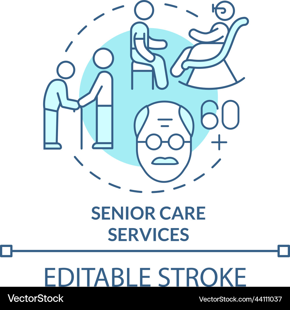 Senior care services turquoise concept icon Vector Image