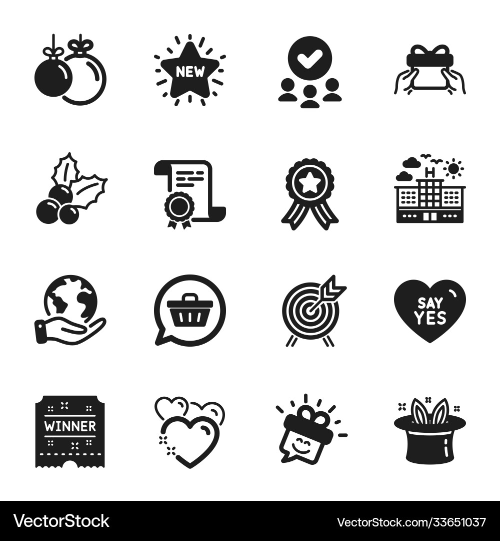 Set holidays icons such as winner ticket Vector Image