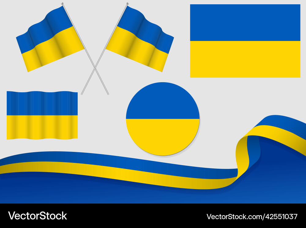 Set of ukraine flags in different designs Vector Image