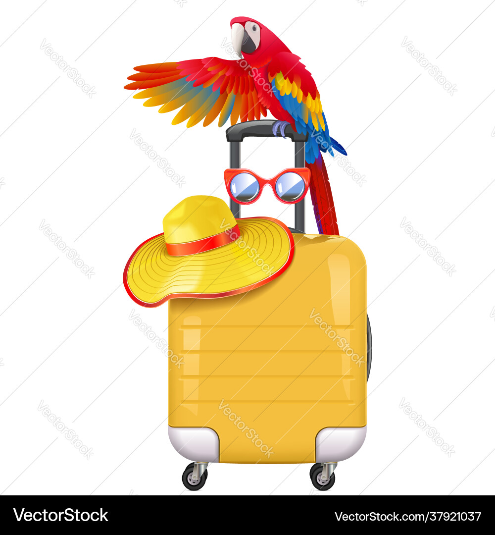 Travel concept with welcoming parrot Royalty Free Vector