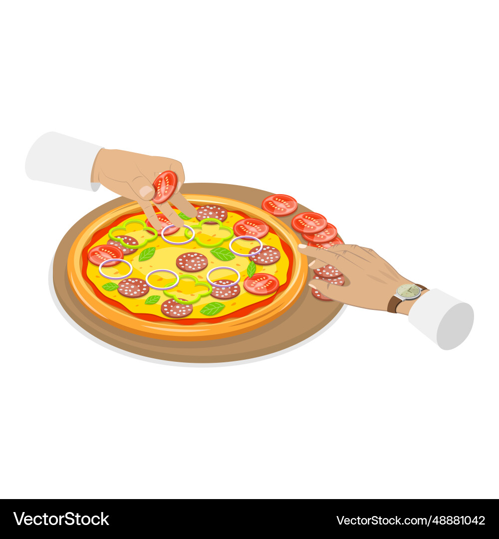 3d isometric flat set of culinary item 1 Vector Image