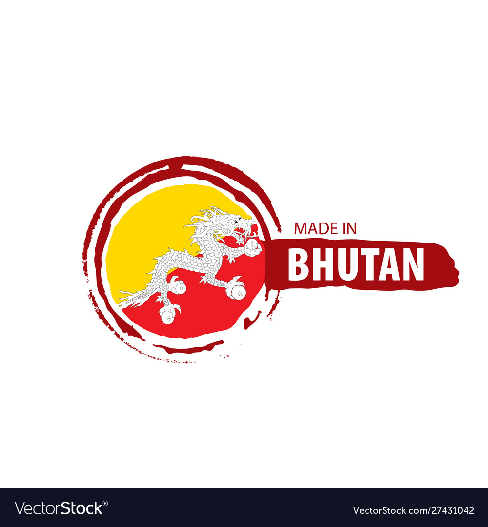 Bhutan flag on a white Royalty Free Vector Image