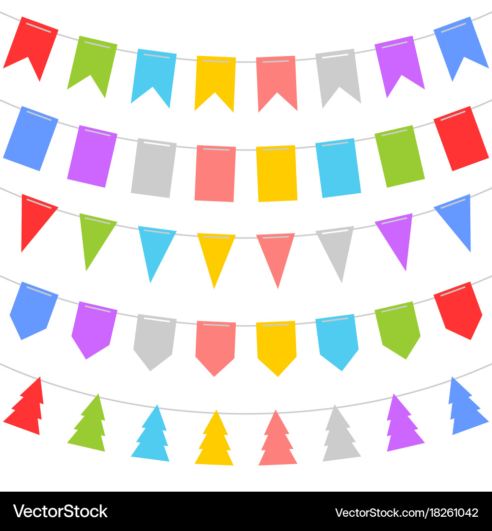Colorful shape bunting set on white background Vector Image
