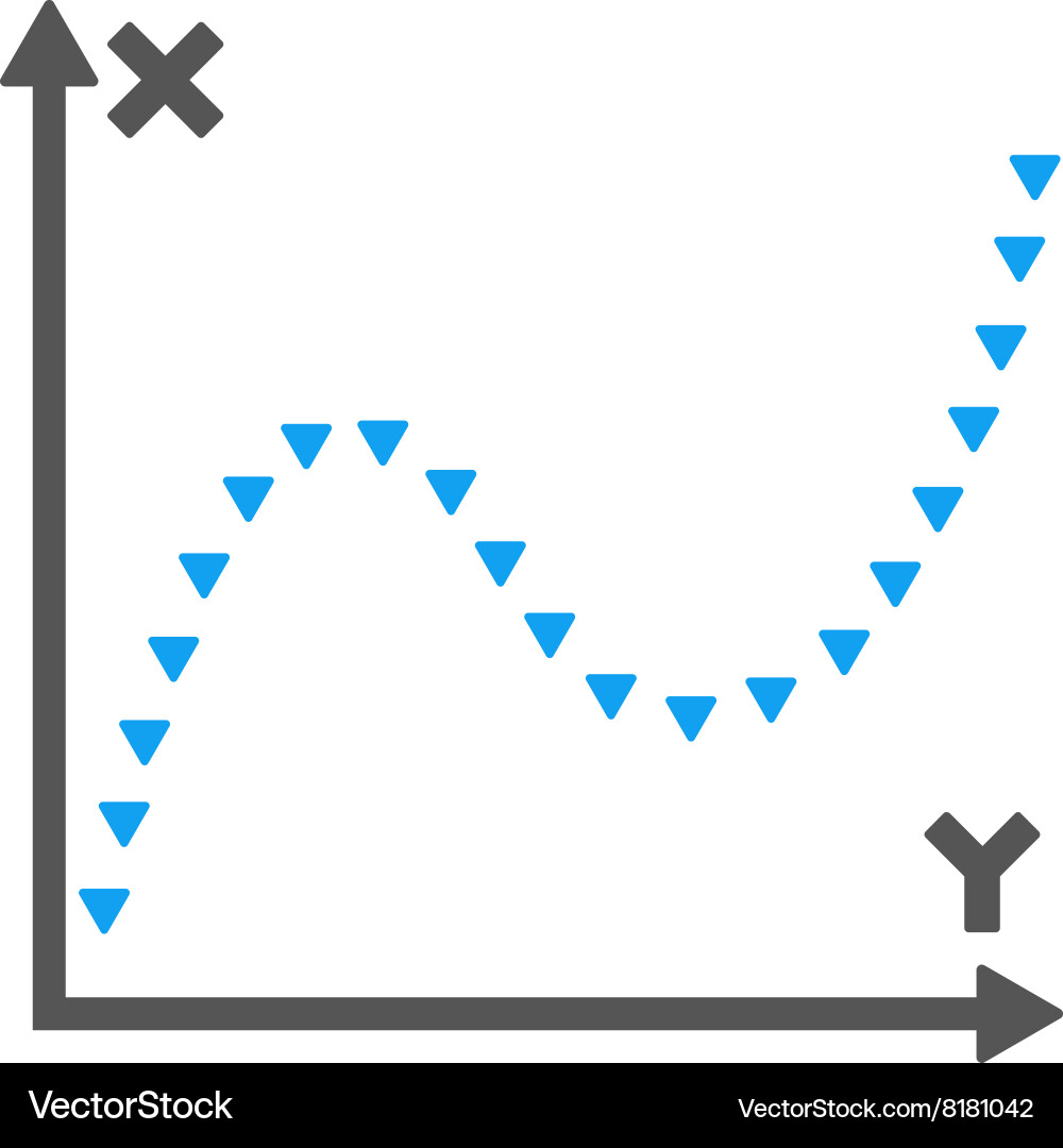 Dotted function graph flat symbol Royalty Free Vector Image