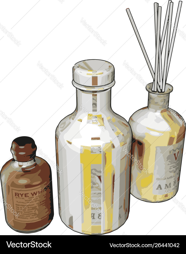 Glass bottle with straws on white background Vector Image